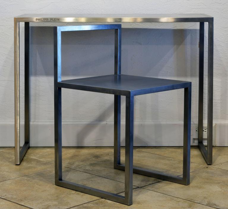 Original Philipp Plein Design Stainless Steel Bauhaus Style Work Table ...