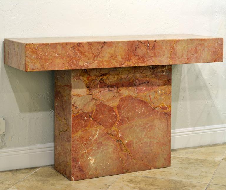 Modern Mid-Century Vintage Cubist Style Marble Rouge Console Table at ...