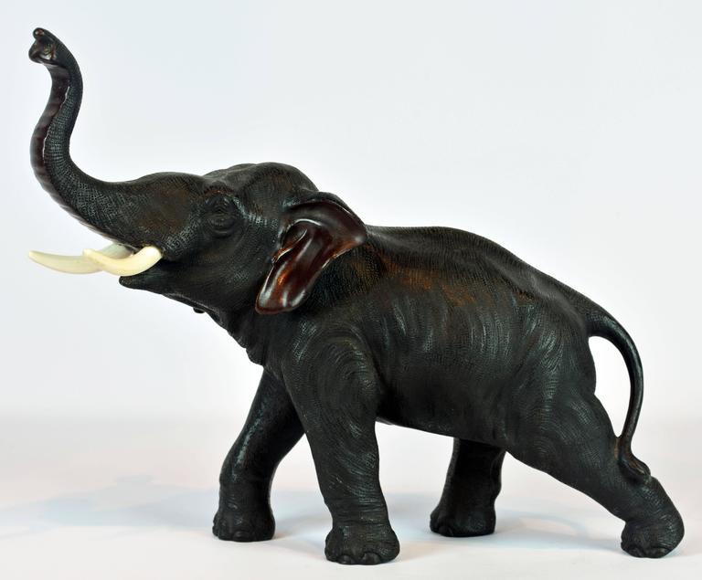 Large Japanese Mejii Period Bronze Sculpture of an Elephant with ...