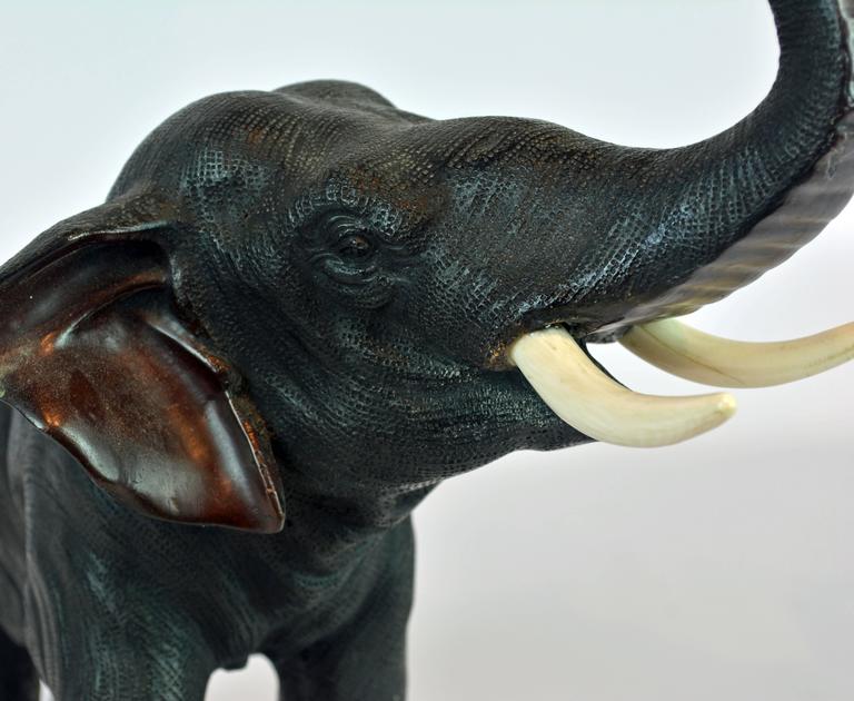 Large Japanese Mejii Period Bronze Sculpture of an Elephant with ...