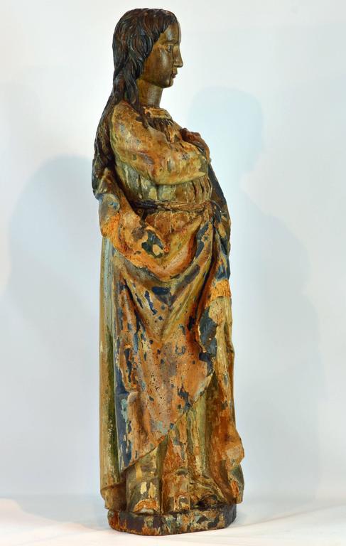 16th-17th Century Spanish Colonial Carved and Painted Statue of Mary ...