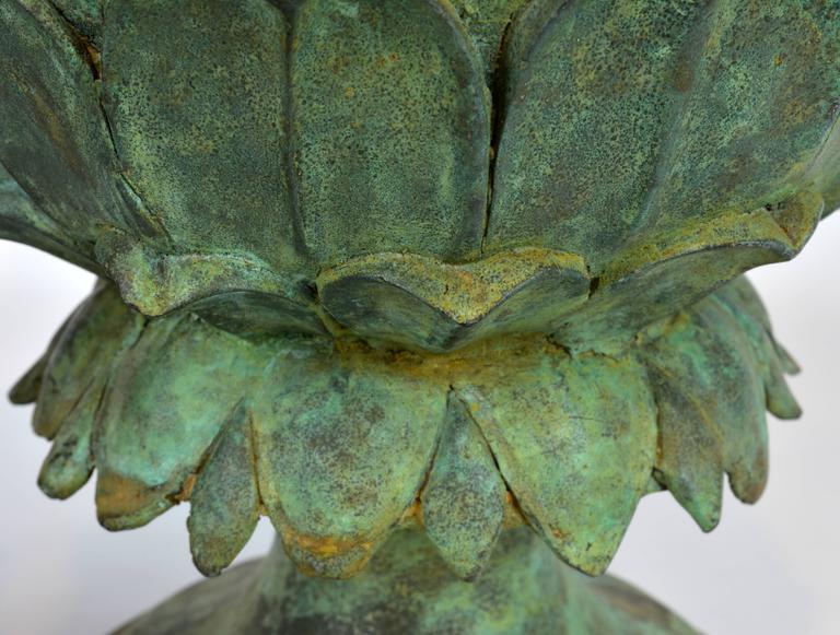 Pair of Verdigris Patinated Bronze Alloy Artichoke Finial Statues at ...