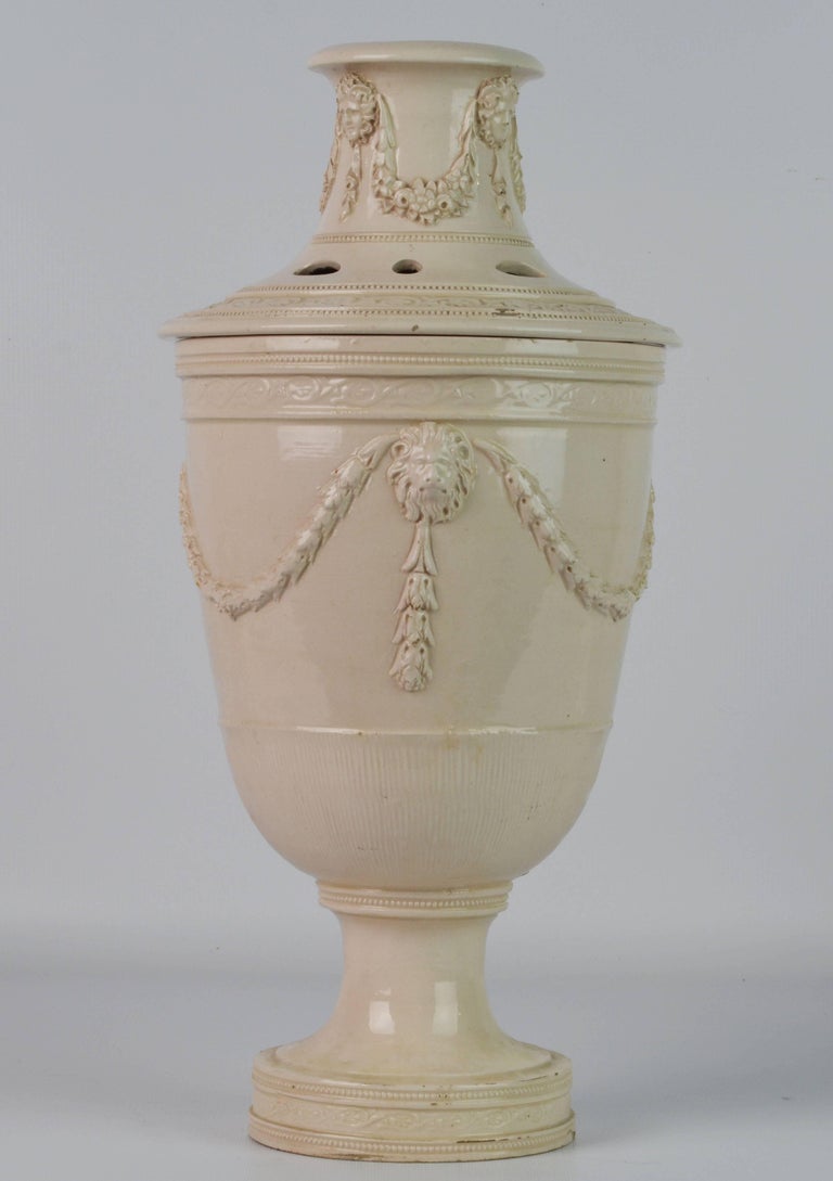 18th Century Leeds Cream Ware Style Covered Potpourri Jar or Urn at 1stDibs