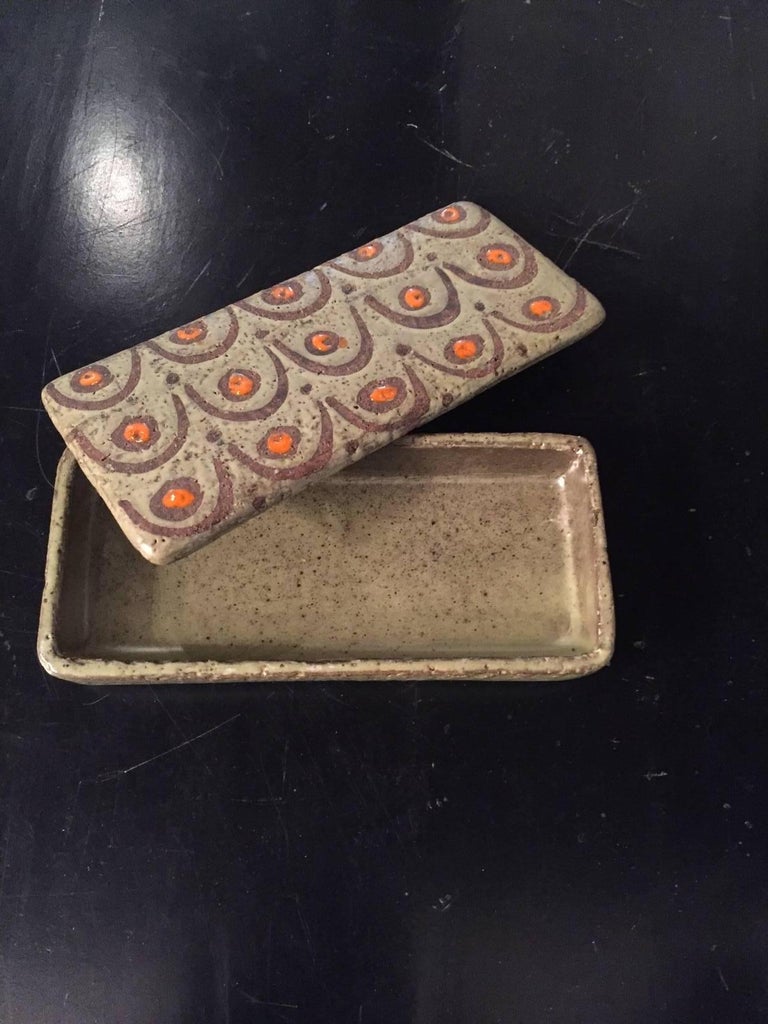 Raymor Three-Piece Ceramic Cigarette Box and Ashtray Set For Sale at ...