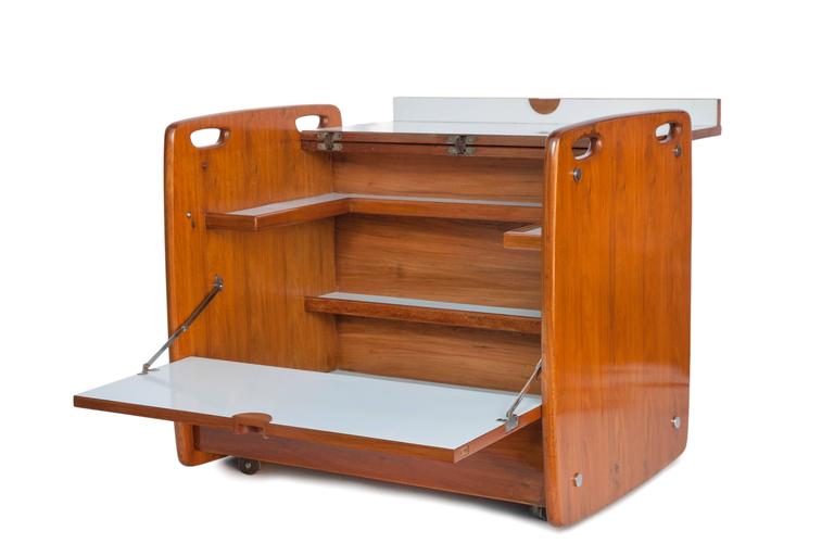 Sergio Rodrigues Brazilian Modern Bar Cart in Freijo Wood at 1stDibs