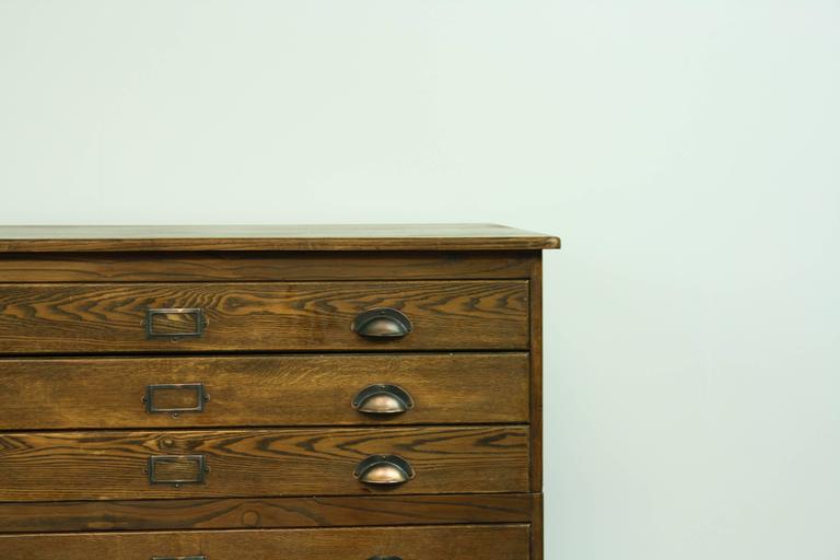 1930s Wooden Plan Chest Architect Drawers with Brass Handles at 1stDibs