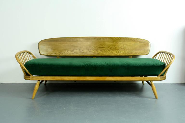 Vintage Ercol 355 Studio Couch Sofa or Daybed with Green Velvet ...