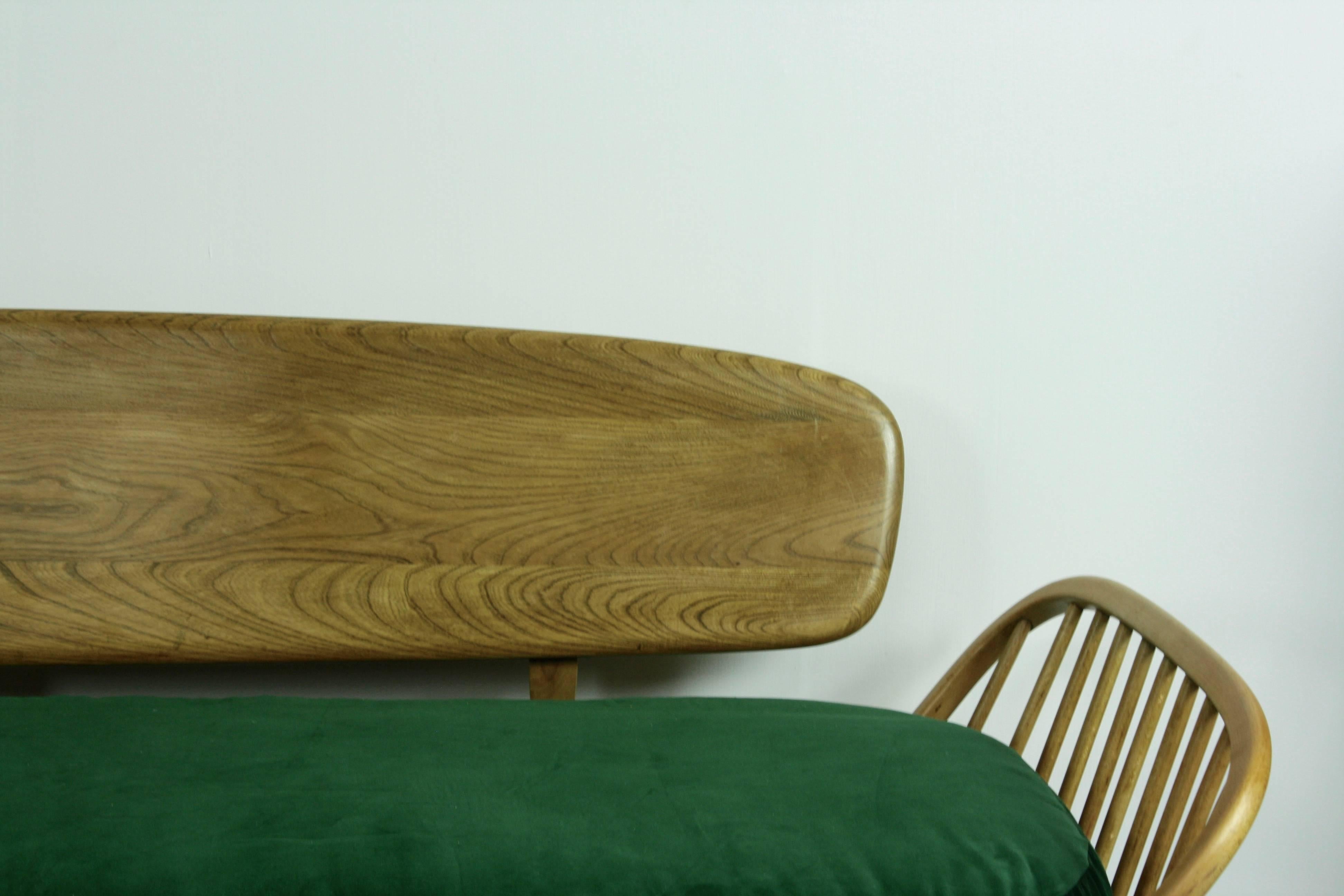 Vintage Ercol 355 Studio Couch Sofa or Daybed with Green Velvet ...