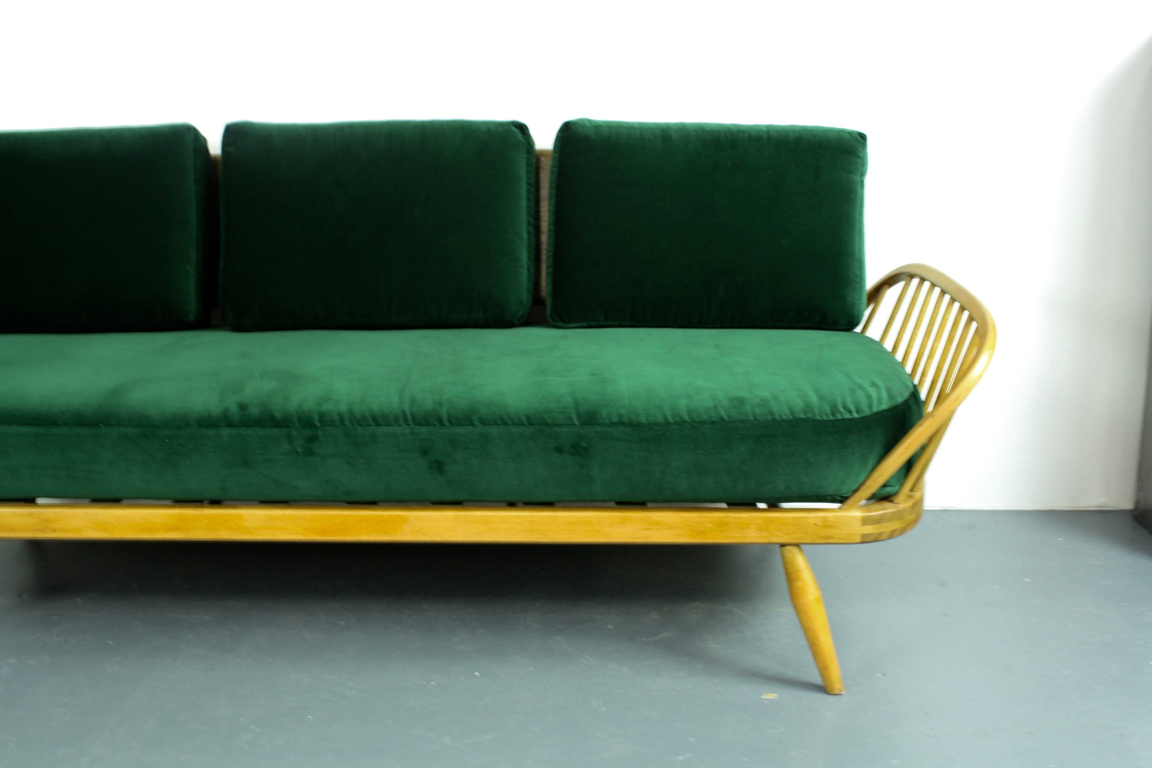 Vintage Ercol 355 Studio Couch Sofa or Daybed with Green Velvet ...