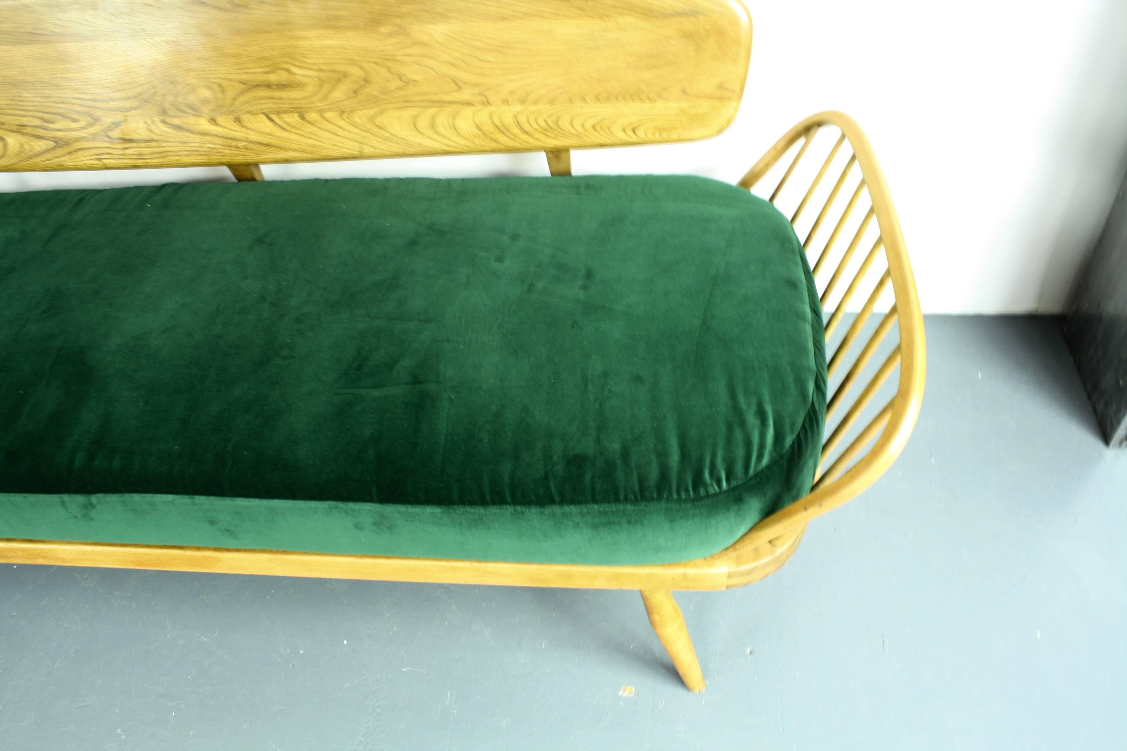 Vintage Ercol 355 Studio Couch Sofa or Daybed with Green Velvet ...