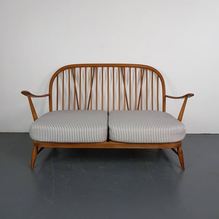 Refurbished Vintage Ercol Windsor Two-Seat Sofa Upholstered in French ...