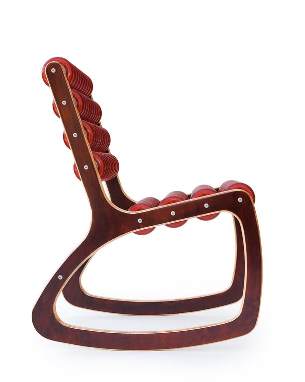 Razor Rocker Rocking Chair in Walnut and Translucent Red by Philip ...