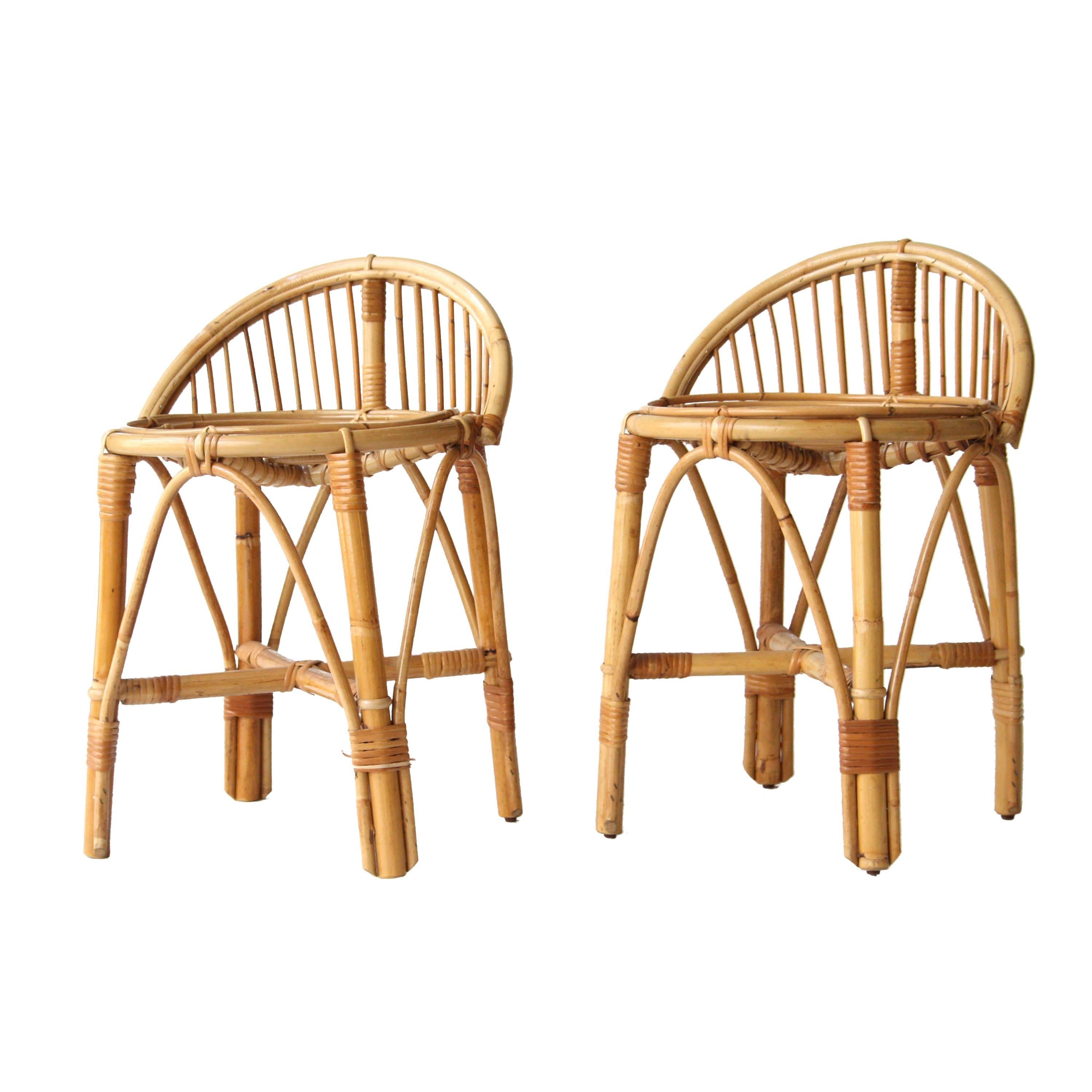 Pair of Bamboo Stools at 1stDibs
