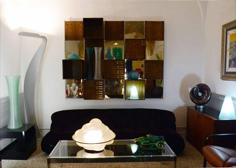 1970s Wall Unit Modular System in Oakwood with Drawers and Mirrors For ...