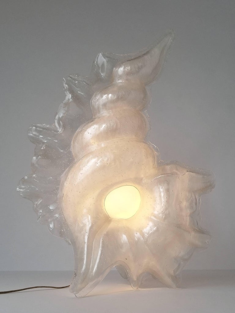 Huge Sculptural Acrylic Conch Shell Table/Floor Lamp from Rougier ...