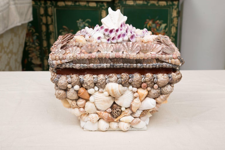Shell Encrusted Lidded Box at 1stDibs