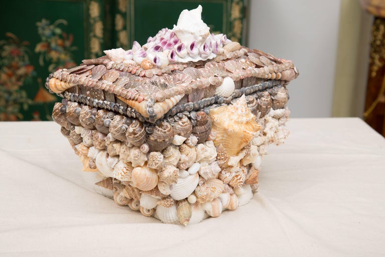 Shell Encrusted Lidded Box at 1stDibs