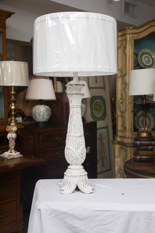 Tall Composition Lamps with White Wash For Sale at 1stDibs