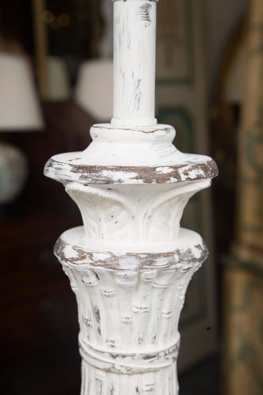 Tall Composition Lamps with White Wash For Sale at 1stDibs