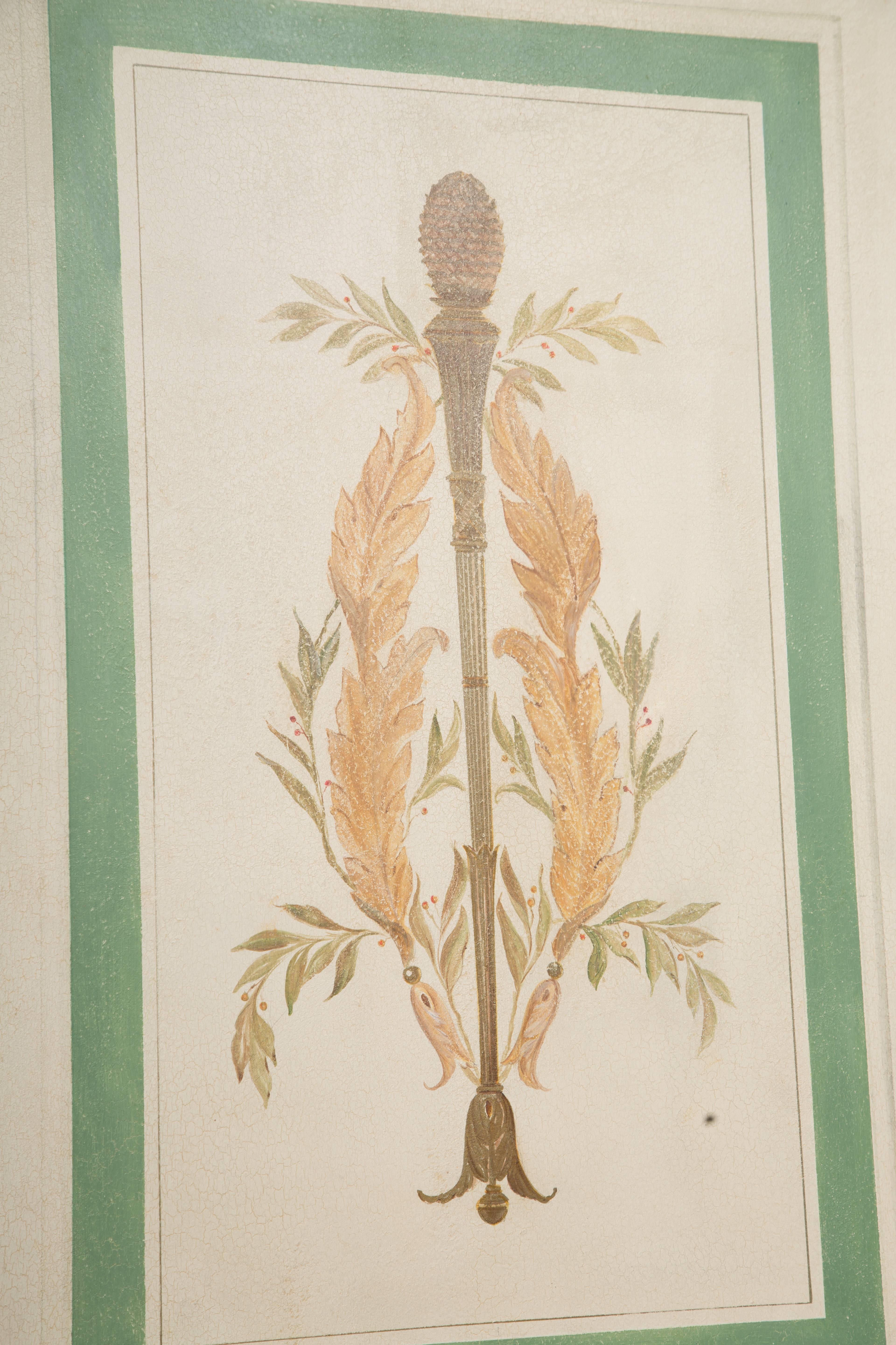Hand-Painted Custom Adams Style, Four-Panel Screen at 1stDibs