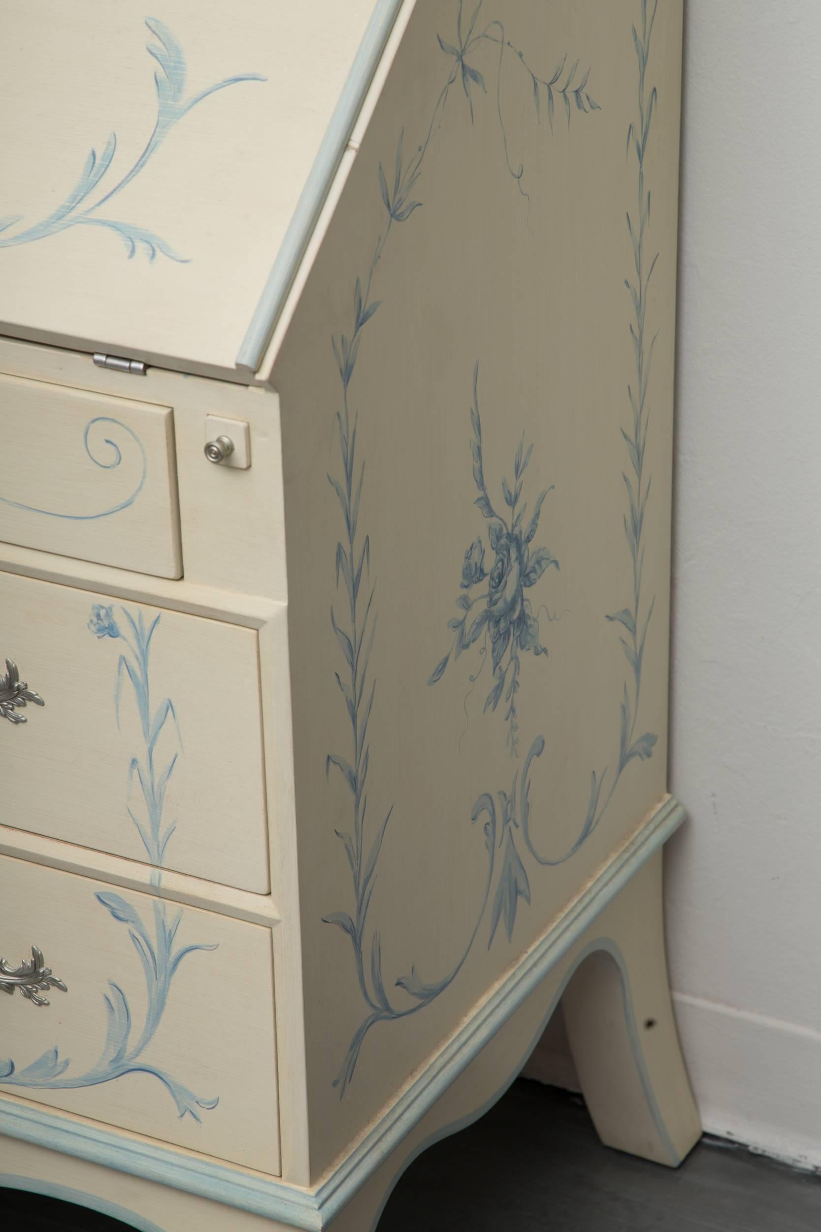 Custom Hand-Painted Secretary Desk with Mirrored Doors at 1stDibs ...