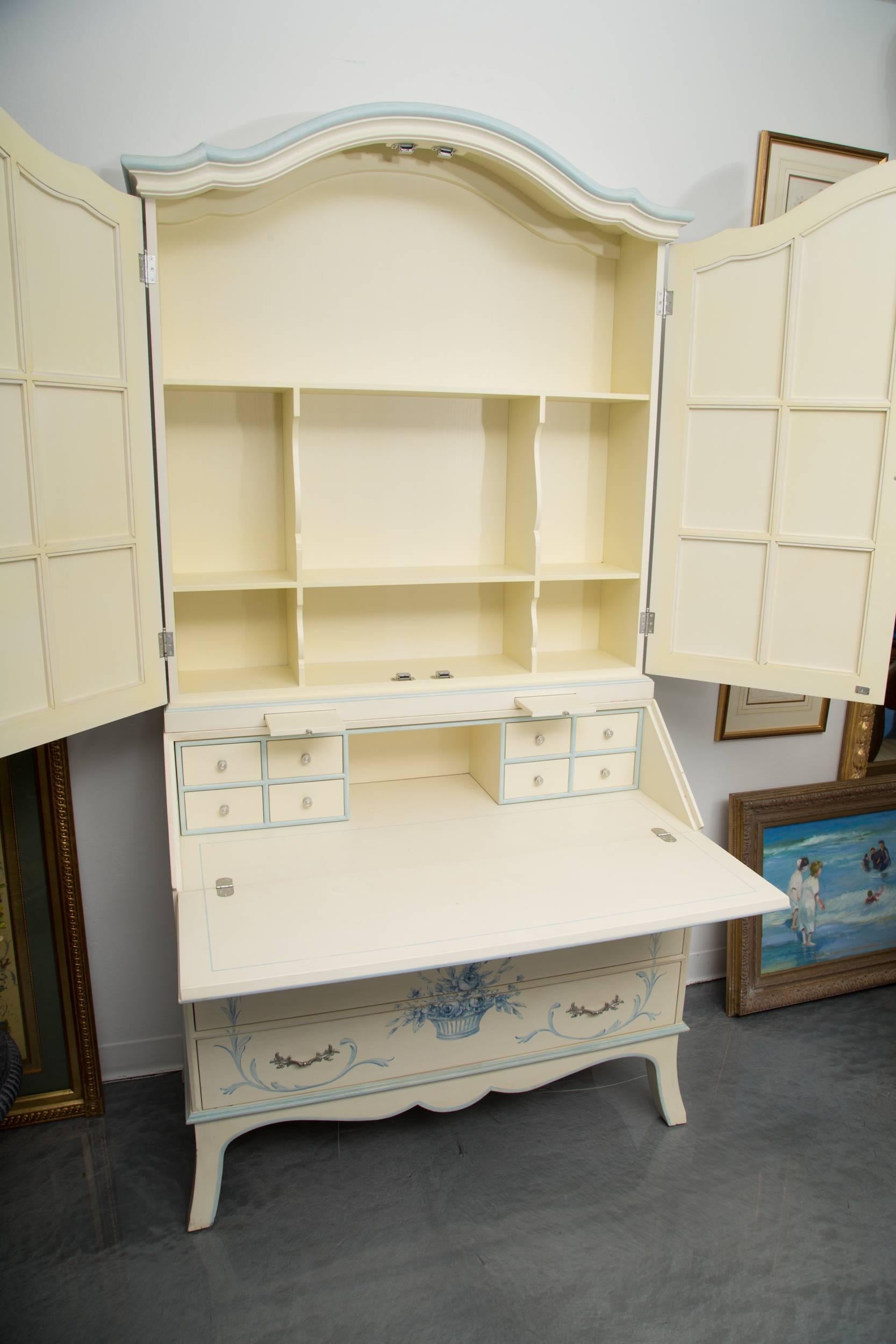 Custom Hand-Painted Secretary Desk with Mirrored Doors at 1stDibs ...