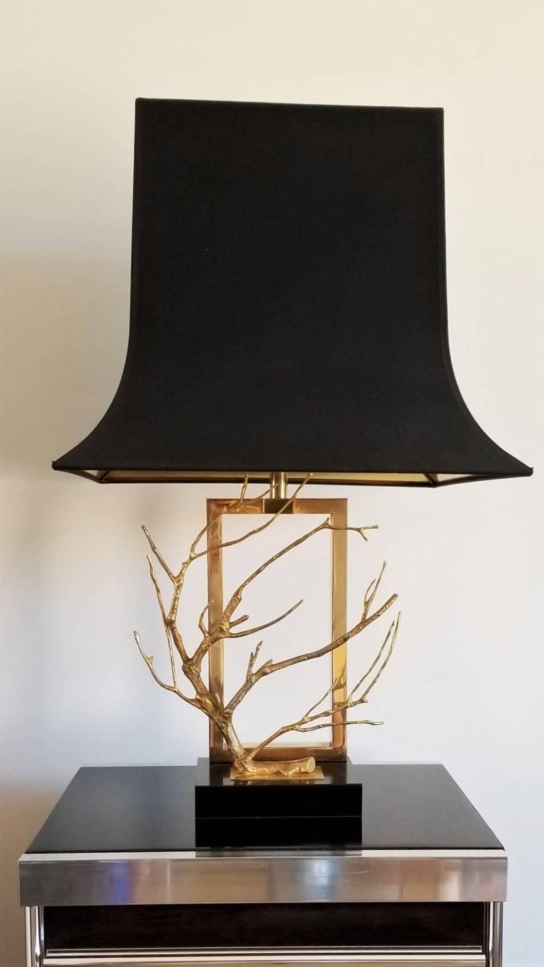 Sculptural Brass and Gilt Tree Branch Shaped Table Lamp, France, 1970s ...