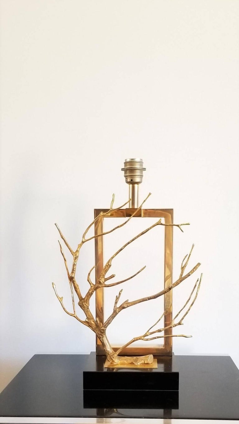 Sculptural Brass and Gilt Tree Branch Shaped Table Lamp, France, 1970s ...