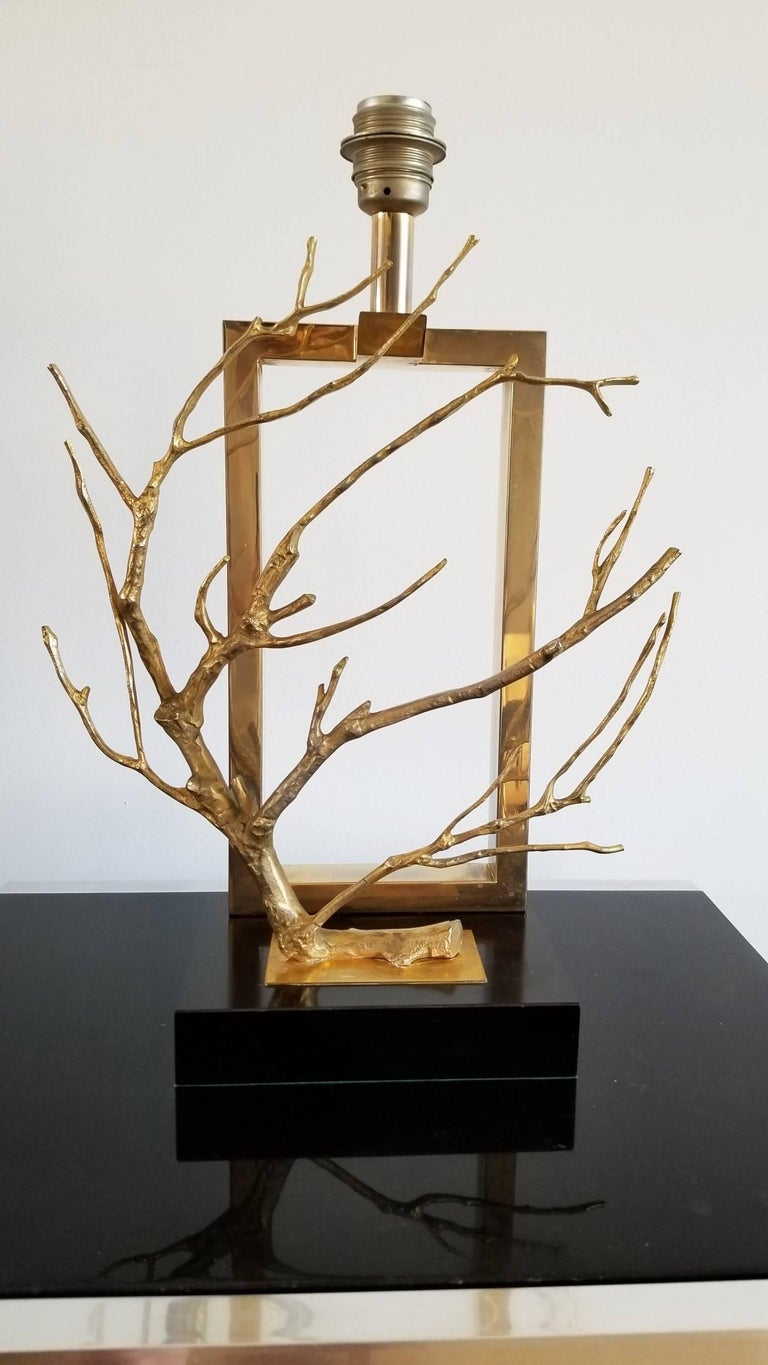 Sculptural Brass and Gilt Tree Branch Shaped Table Lamp, France, 1970s ...
