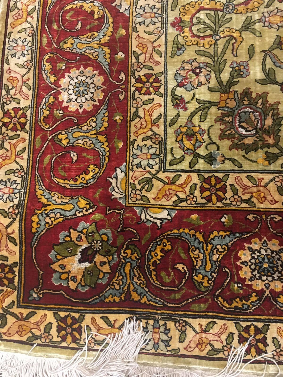 Hereke Silk Rug with Islamic Calligraphy Signed by Hereke Ozbek For ...