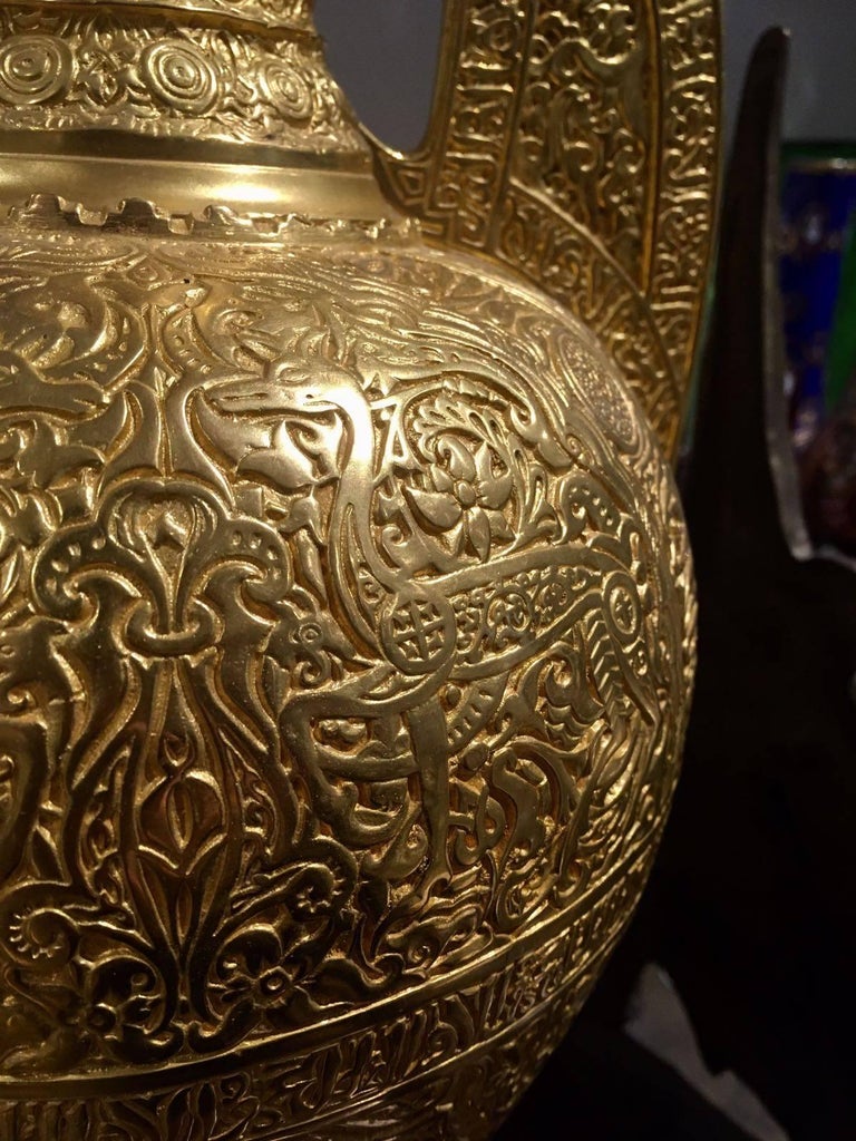 Late 19th-Early 20th Century, Rare Bronze Gilded with Arabic Motifs For ...