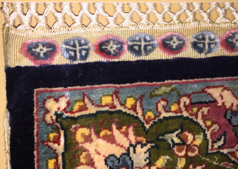 Mid-20th Century Turkish Hereke Silk Hand-Knotted Carpet Depicting ...