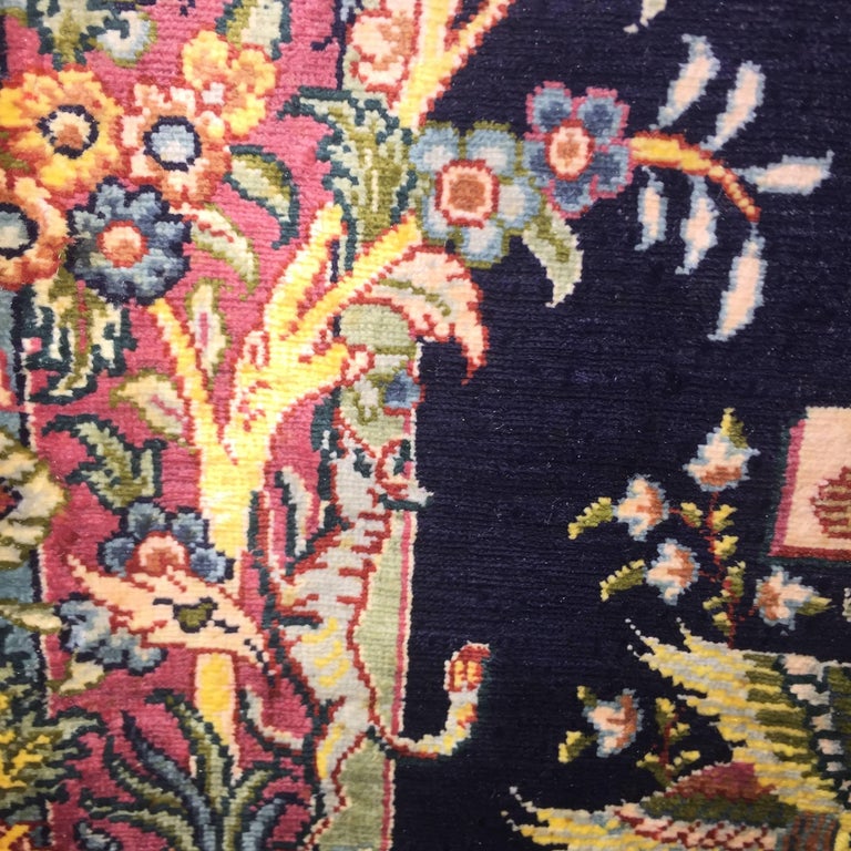 Mid-20th Century Turkish Hereke Silk Hand-Knotted Carpet Depicting ...