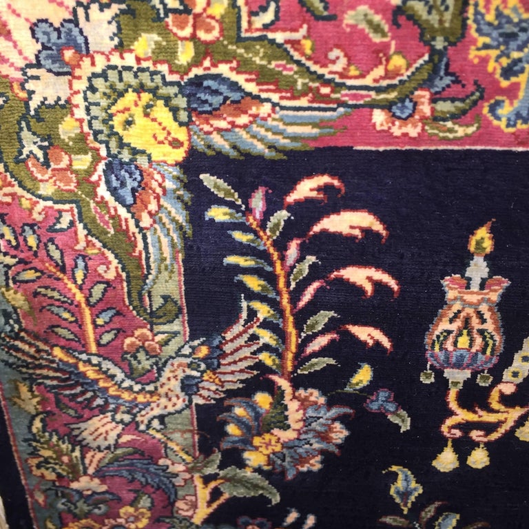 Mid-20th Century Turkish Hereke Silk Hand-Knotted Carpet Depicting ...