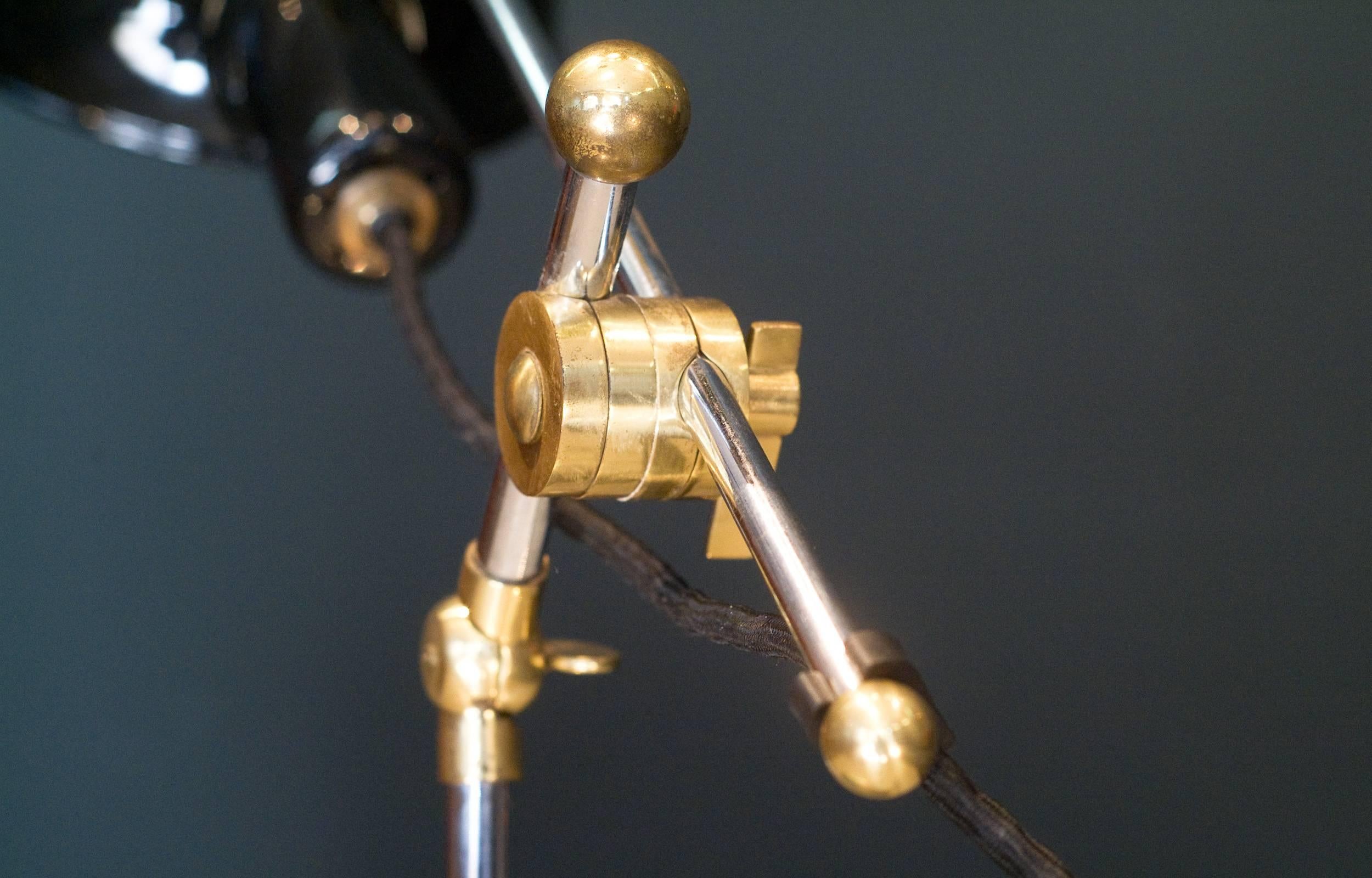 Tecnolumen Desk Table Lamp Black Shade Brass Metal 1970s Pivoting ...