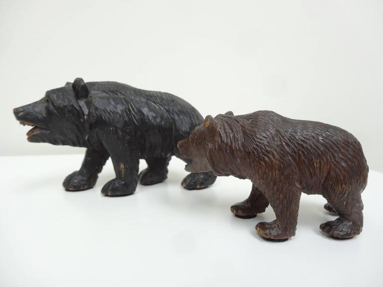 Ca 1880 Original carved wooden Black Forest Bear with Cub at 1stDibs