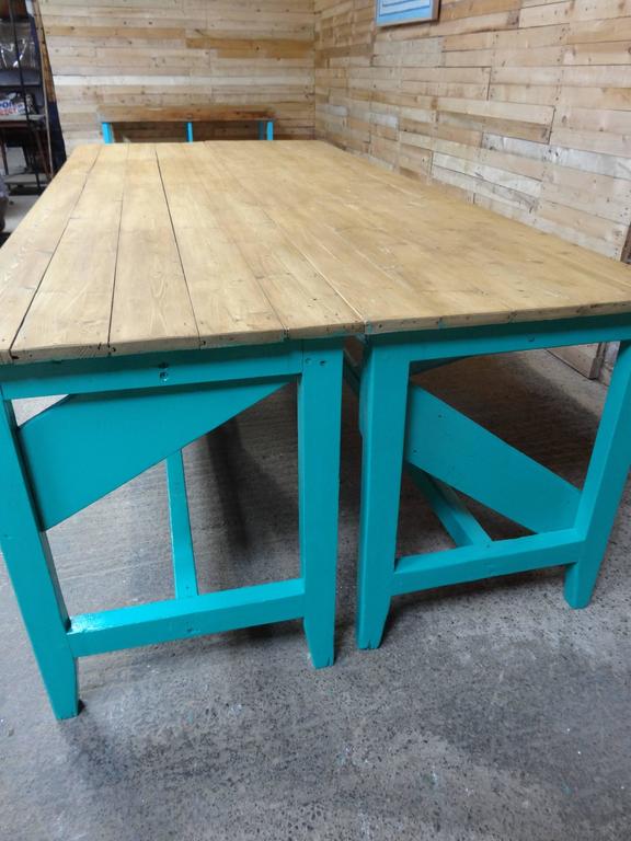 1910s Extra Large Light Retro Green Kitchen Table or Shop Display at ...