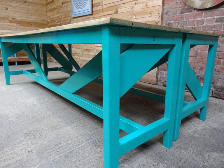 1910s Extra Large Light Retro Green Kitchen Table or Shop Display at ...