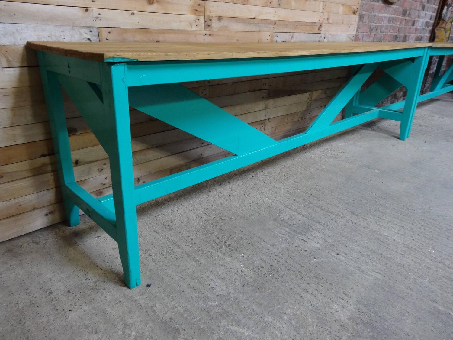 1910s Extra Large Light Retro Green Kitchen Table or Shop Display For ...