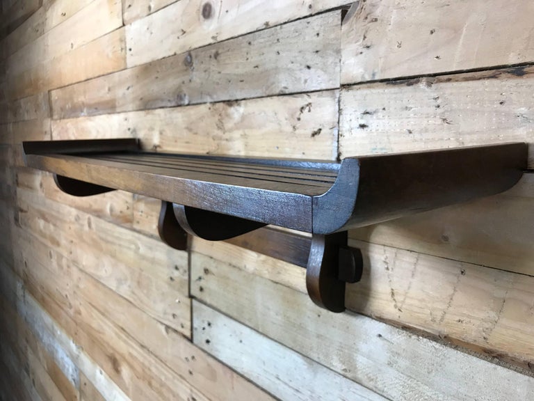 Antique Victorian Solid Oak Slatted Wooden Shelf For Sale at 1stDibs ...