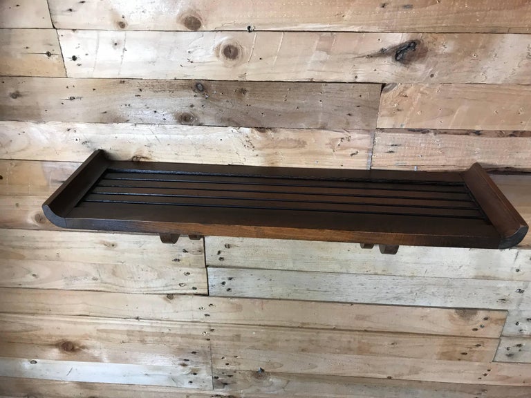 Antique Victorian Solid Oak Slatted Wooden Shelf For Sale at 1stDibs ...