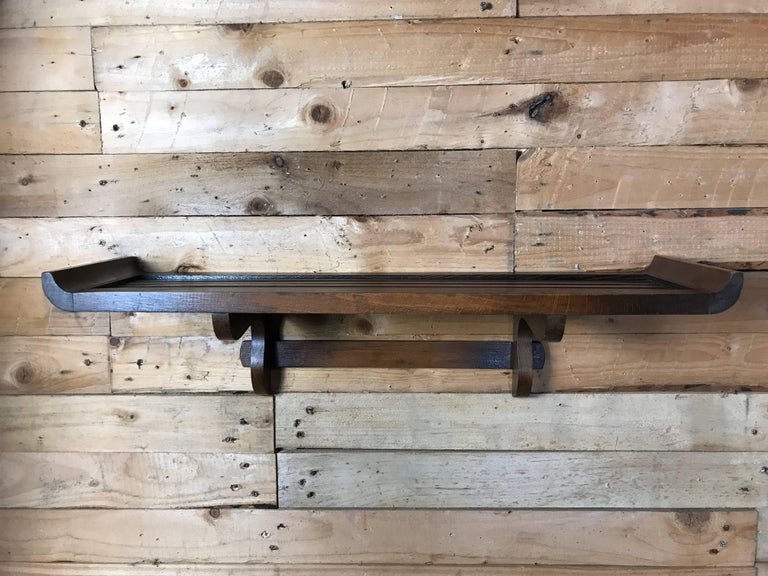 Antique Victorian Solid Oak Slatted Wooden Shelf For Sale at 1stDibs ...