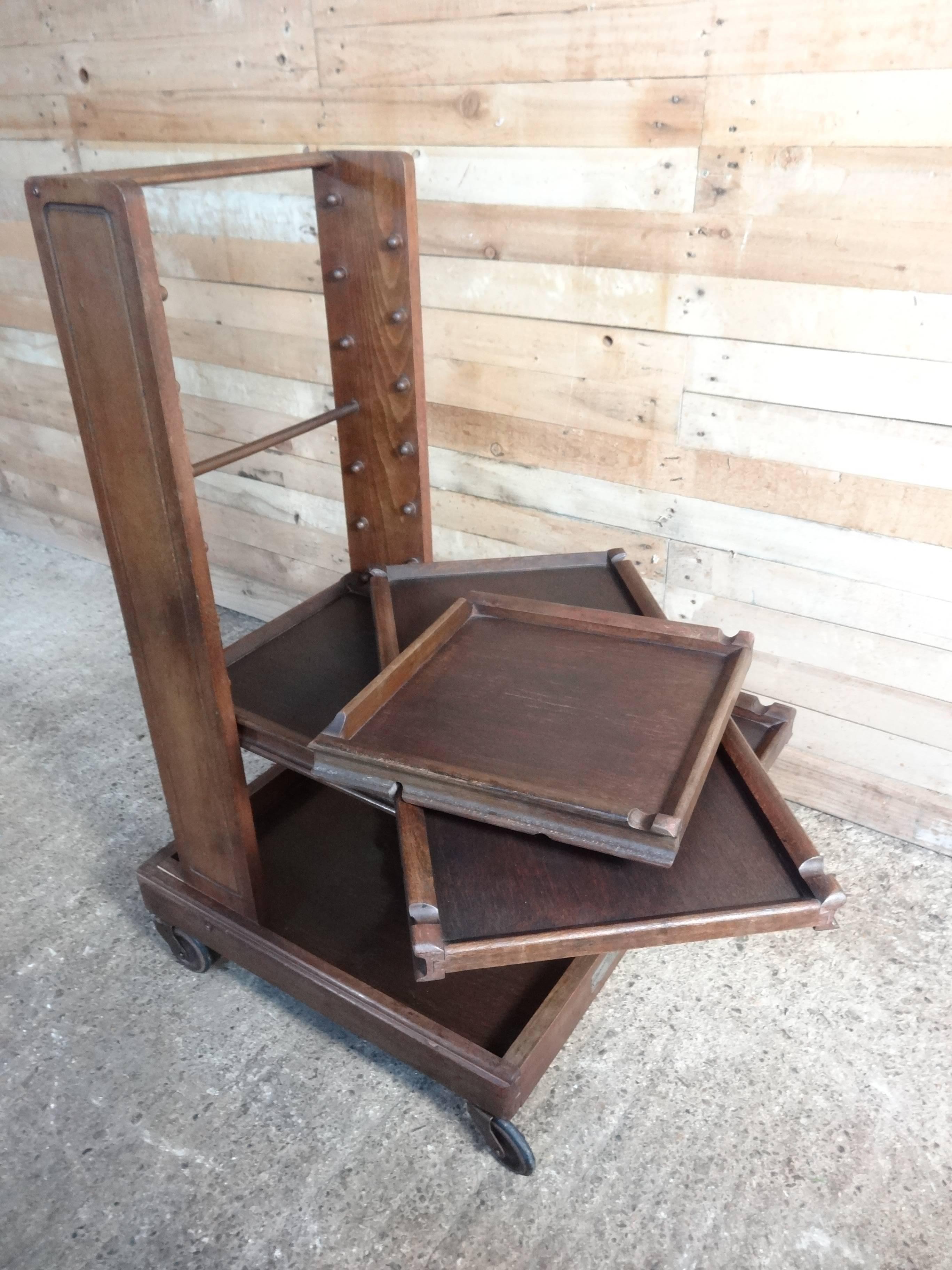 Rare Arts and Craft Compactable Serving Trolley with Removable Trays ...