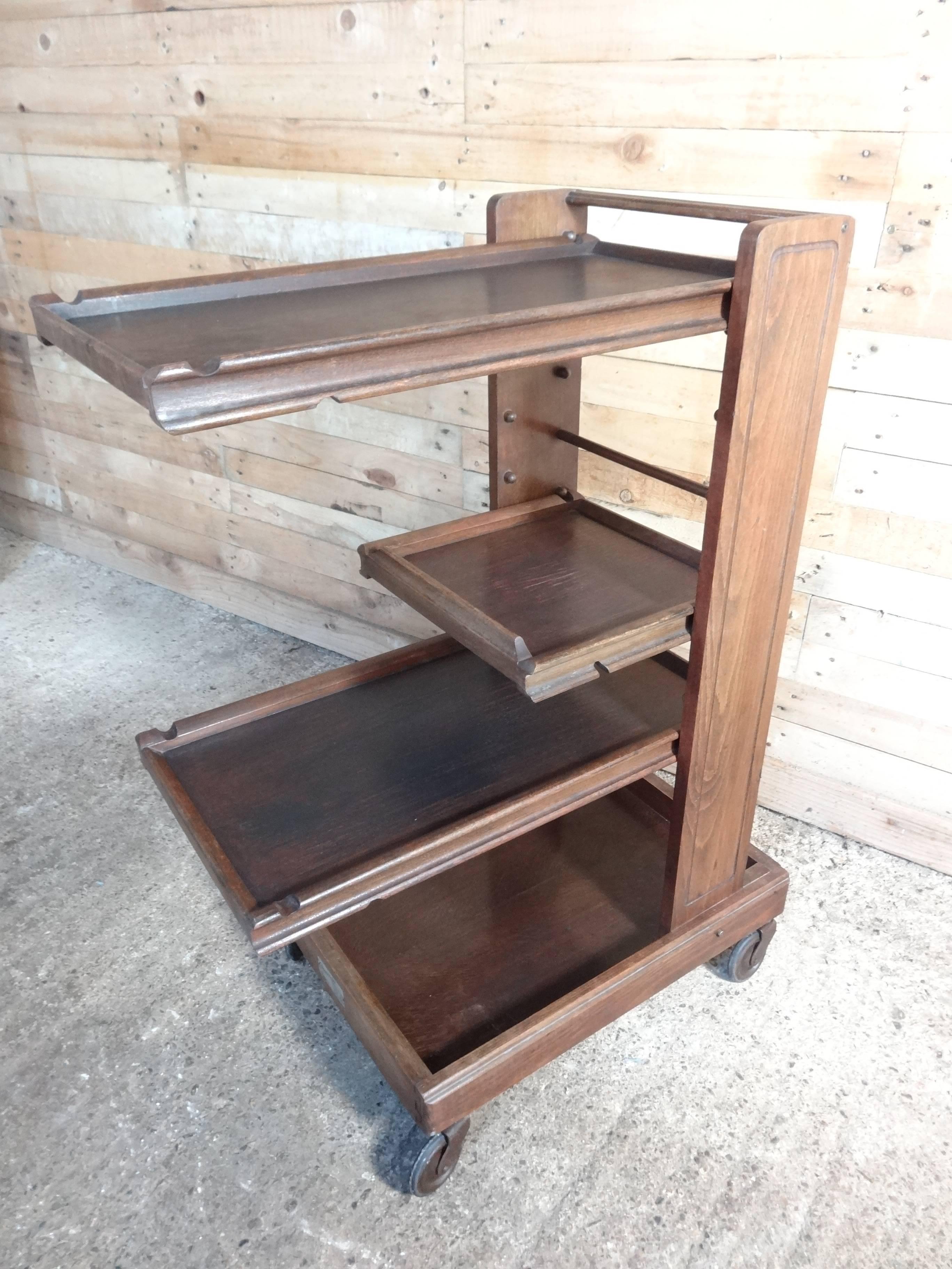 Rare Arts and Craft Compactable Serving Trolley with Removable Trays ...
