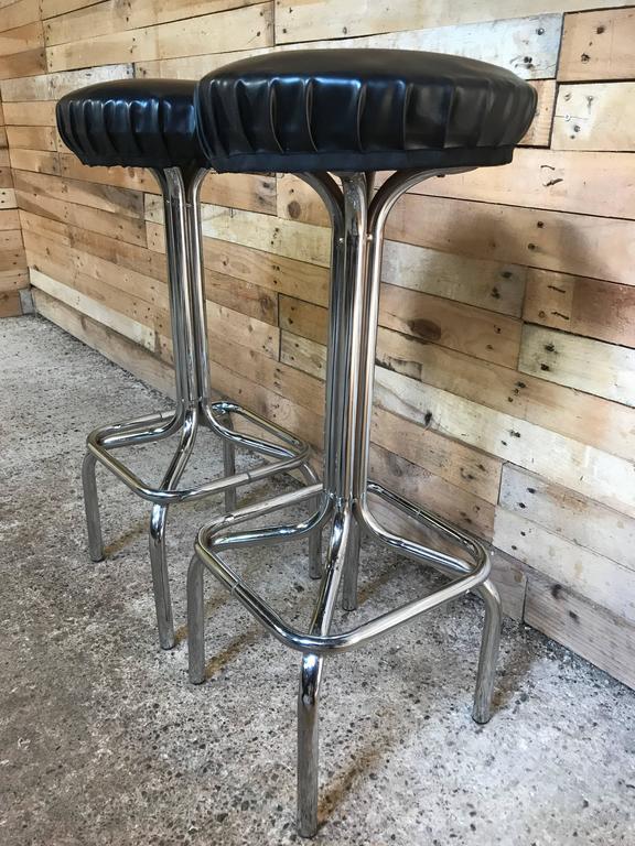 Original Mid-Century Modern Chrome Vintage Retro High or Bar Stools ...