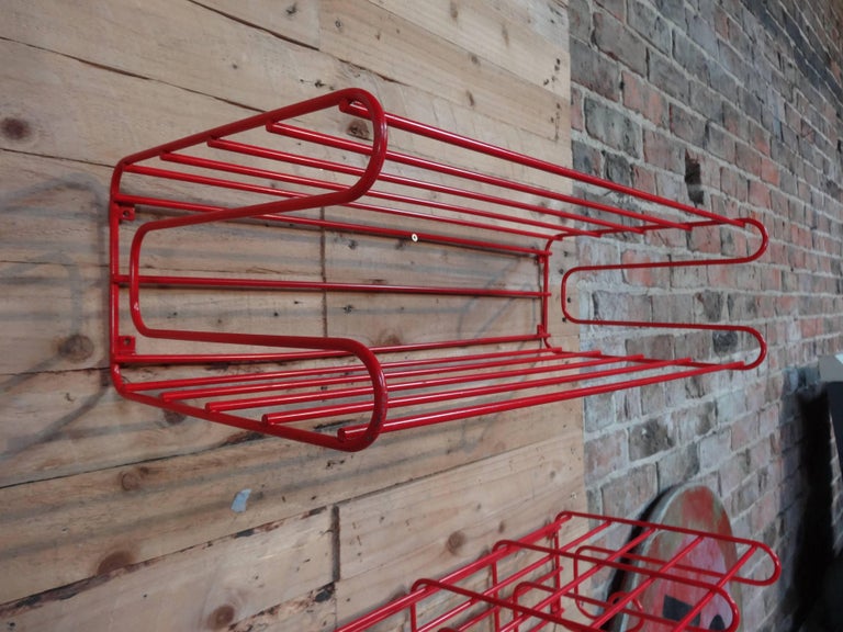 Vintage 1960s Tomado Red Metal Coatrack and Hat Rack For Sale at 1stDibs