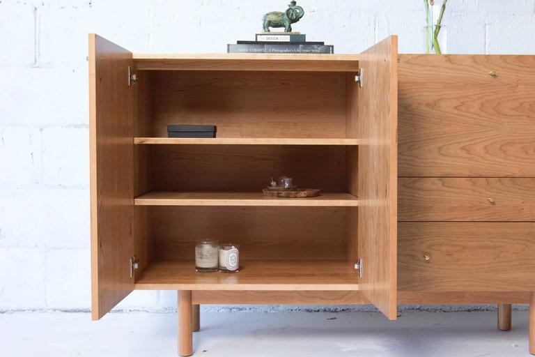 Rex Sideboard in Cherry-wood with Hand Spun Gold Pulls and Drop-down ...