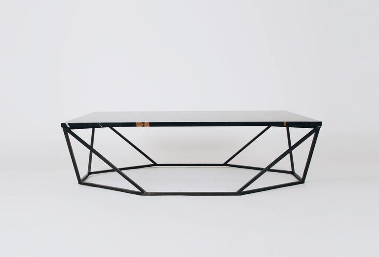 Dusk Coffee Table, Large in Hand Carved Black Marble and Blackened ...