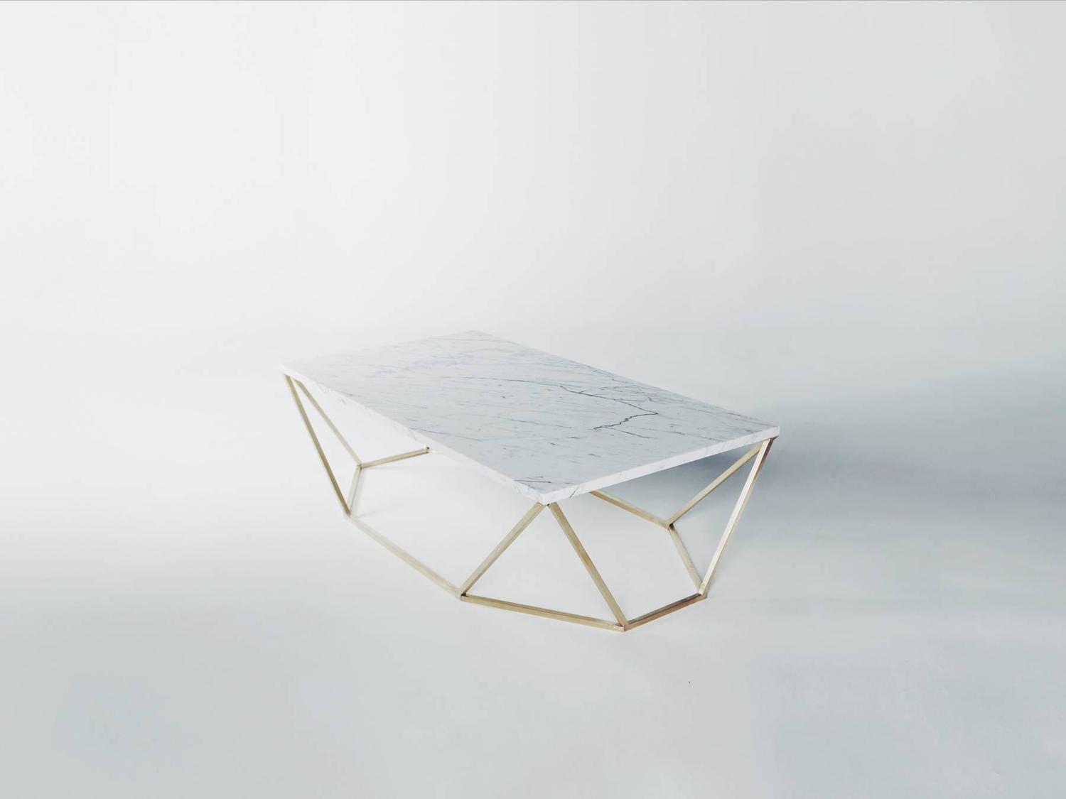 Dusk Coffee Table, Small in White Marble and Brushed Brass For Sale at ...