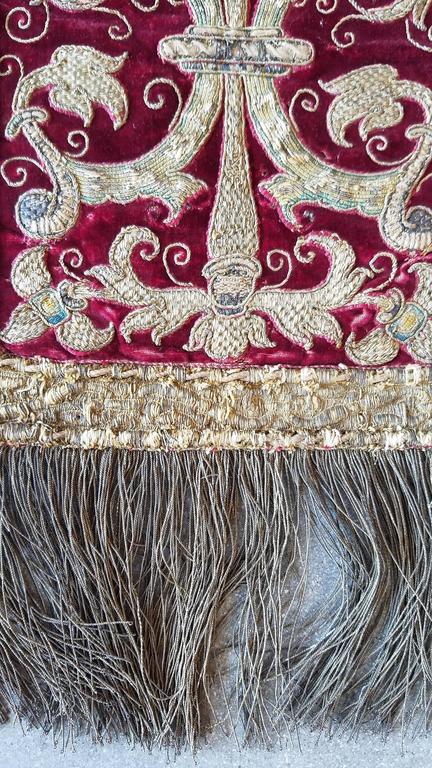 16th Century Spanish Ophrey with Metallic Thread, Red Velvet and Saint ...